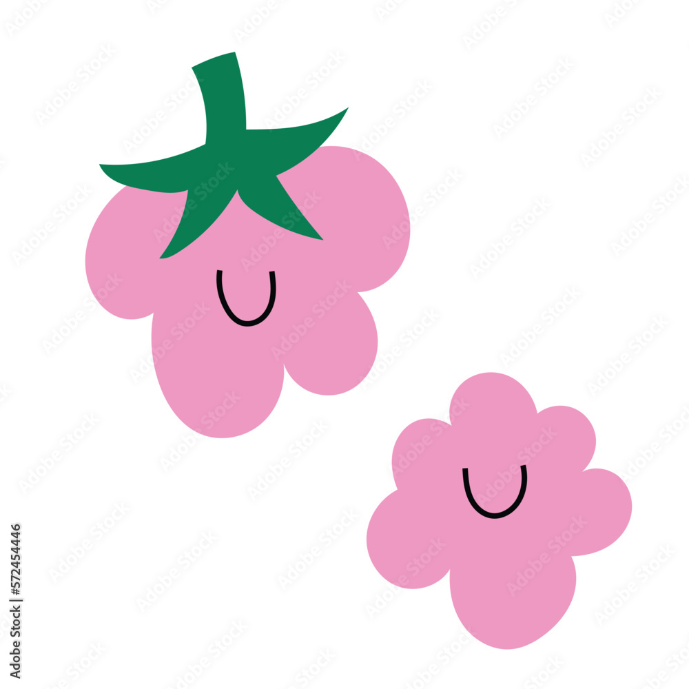 Cute raspberries icon, cartoon illustration isolated on white ...