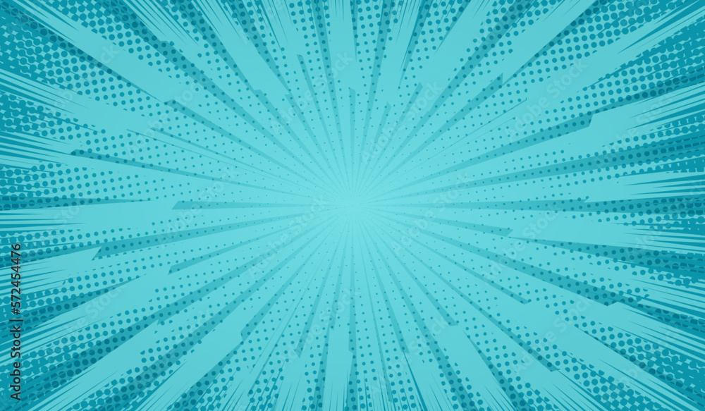 Blue comics background. Abstract lines backdrop. Bright sunrays. Design ...