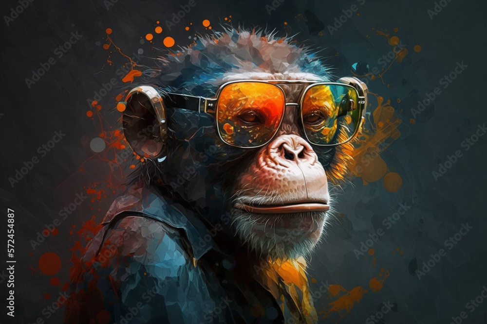 Cyberpunk Art Monkey: A Colorful and Unique Digital Artwork Stock ...