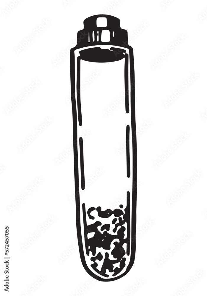 Test tube outline doodle. Chemistry or biology laboratory, education ...