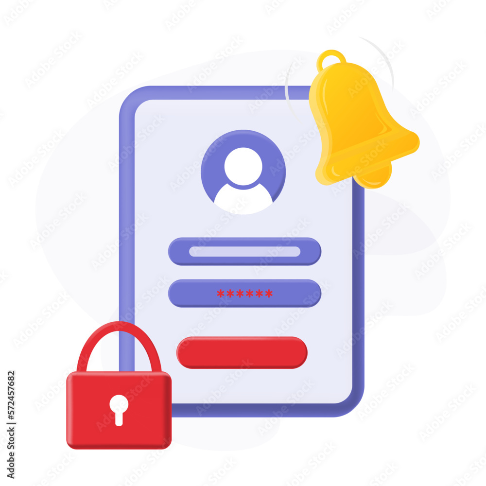 Vektorová grafika „Wrong password, error warning or account security ...