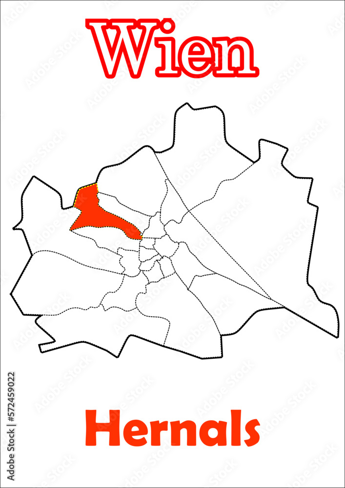 Vetor de Wien Stadtkarte mit Bezirke Hernals Vektor Karte Rot und Weiß ...