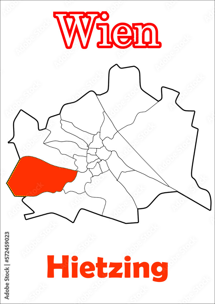 Wien Stadtkarte mit Bezirke Hietzing Vektor Karte Rot und Weiß Stock ...