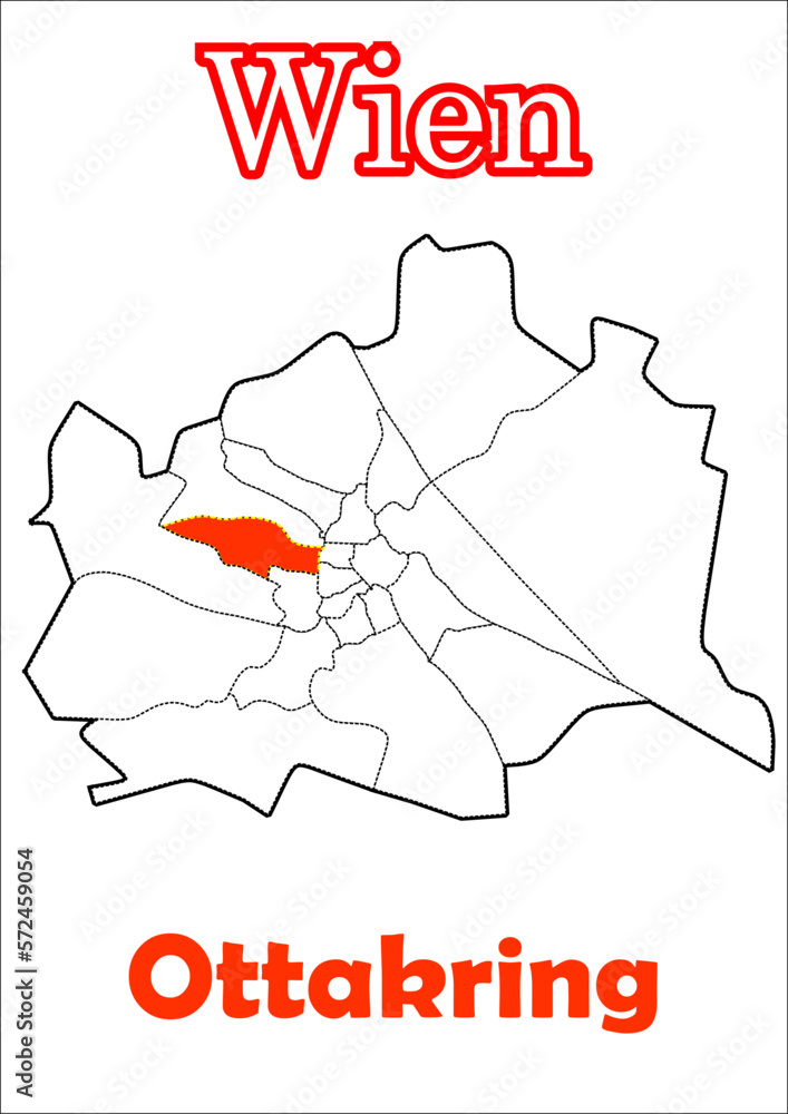 Wien Stadtkarte mit Bezirke Ottakring Vektor Karte Rot und Weiß Stock ...
