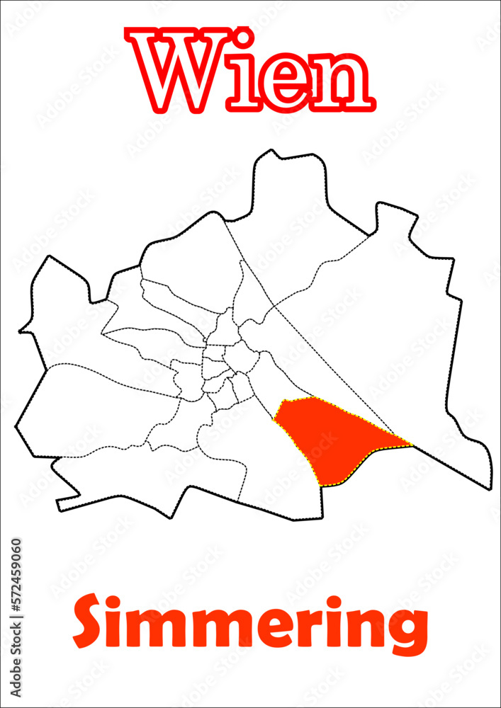Wien Stadtkarte mit Bezirke Simmering Vektor Karte Rot und Weiß Stock ...