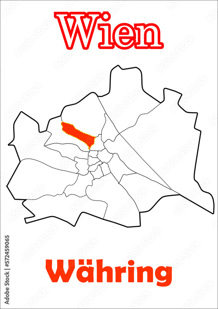 Wien Stadtkarte mit Bezirke Währing Vektor Karte Rot und Weiß Stock ...