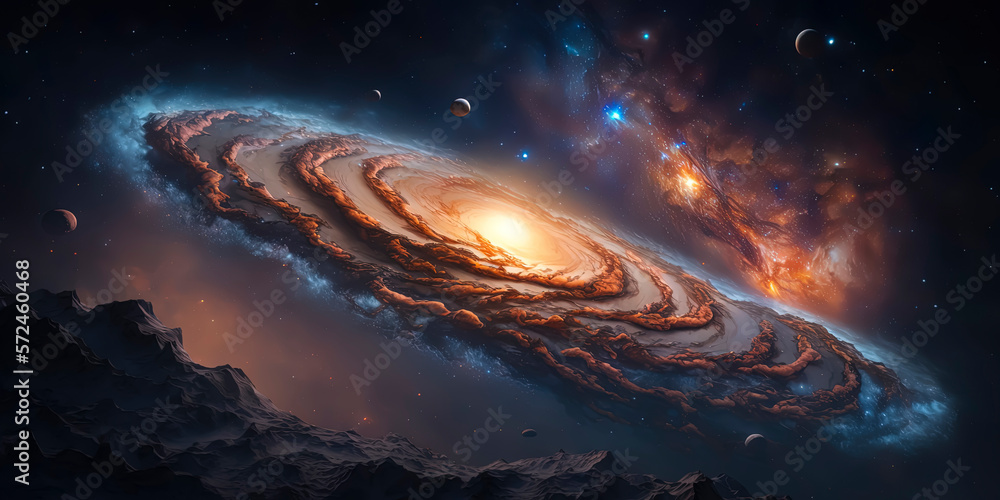 Bright spiral galaxy with stars in space. Galaxy Andromeda sci-fi high ...