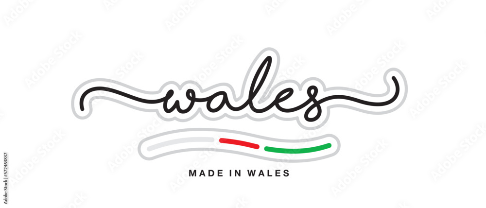 Made in Wales, new modern handwritten typography calligraphic logo ...