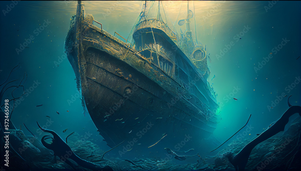 Sunken Ship Illustration