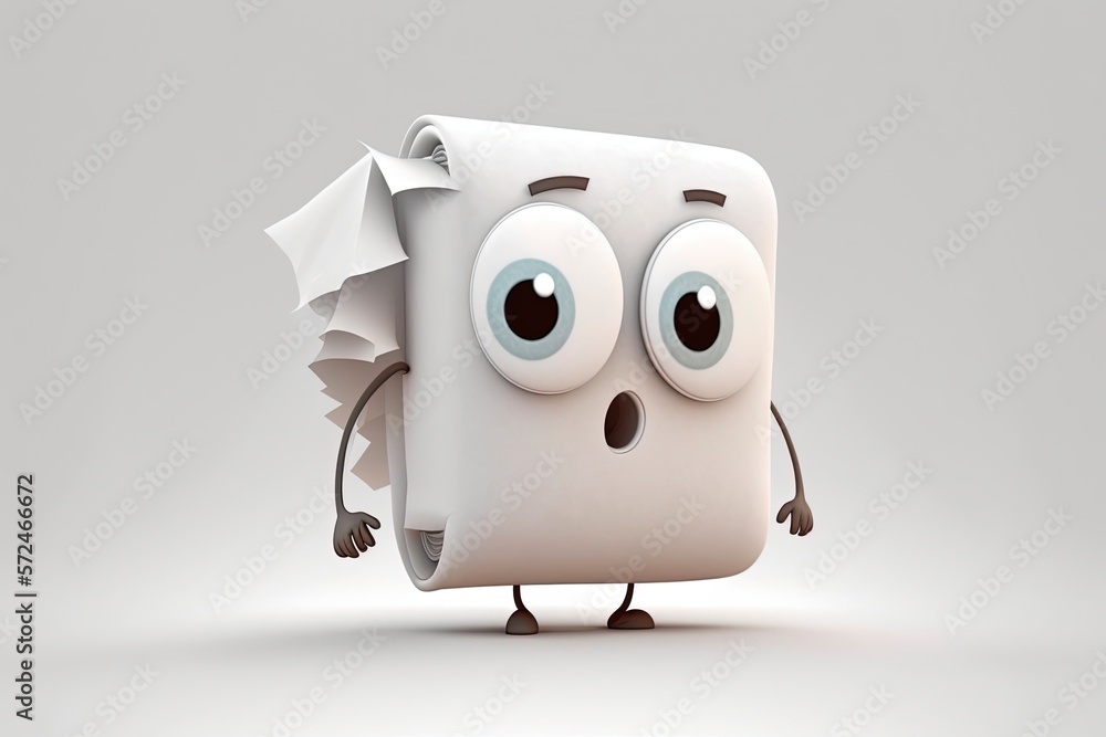 toilet paper cute cartoon character isolated on white background ...