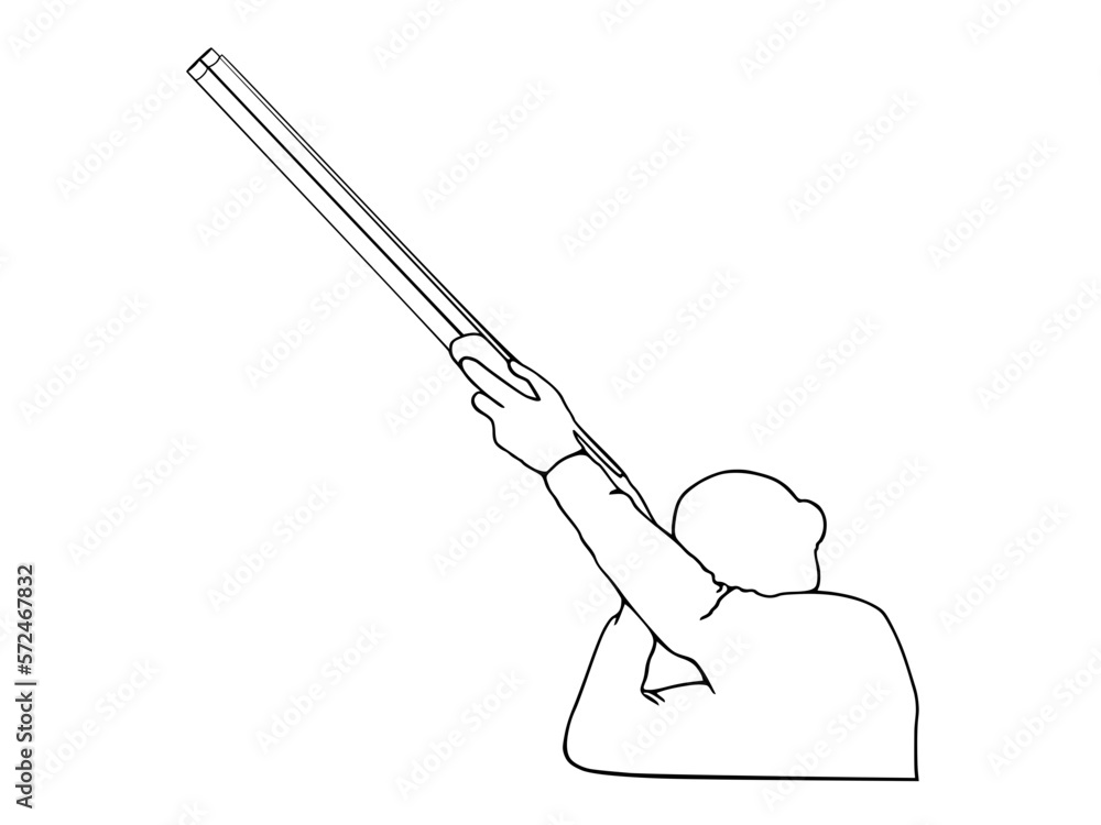 Vector outline of a man with a shotgun shooting clay pigeons hunting ...