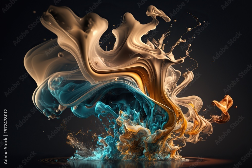 Image of fluid organic shapes in motion splashes ripples and smoke used ...