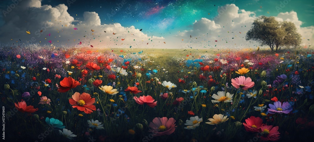 field of flowers in bloom symbolizing renewal and growth that spring ...