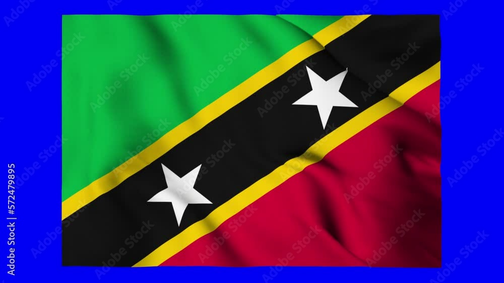 Flag of Saint Kitts and Nevis waving isolated by the alpha channel ...