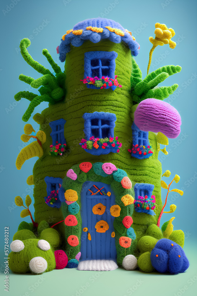 generative AI. cute colorful miniature fantasy house design with ...