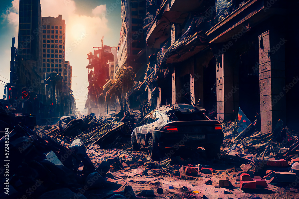 War Zone or a Bombed-Out City. The Aftermath of War. Shattered Lives ...