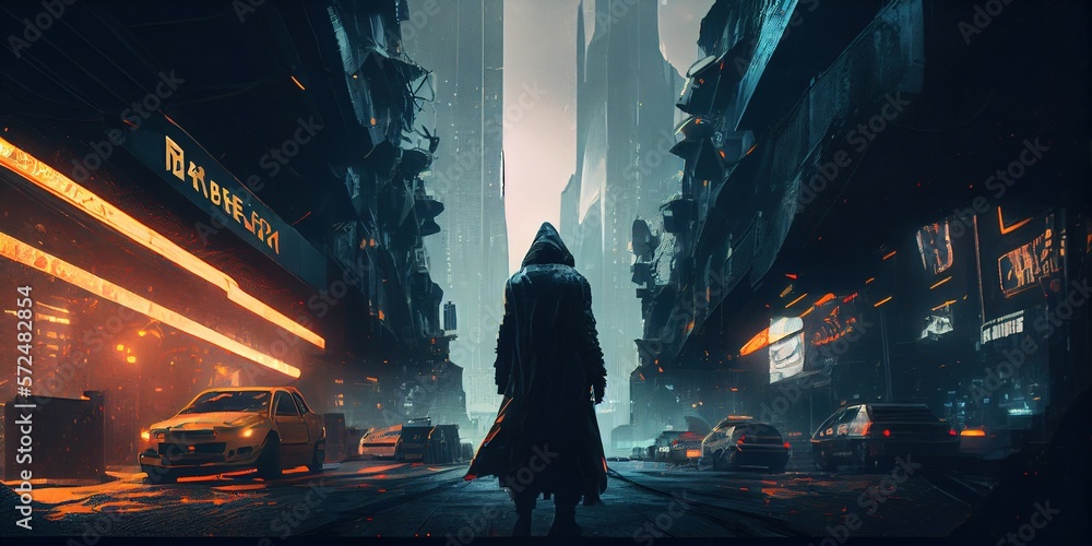 The alone man standing on city illustration is a symbol of alienation ...