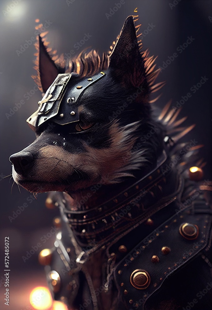 The alone badass dog wearing punk suit is a symbol of rebellion ...