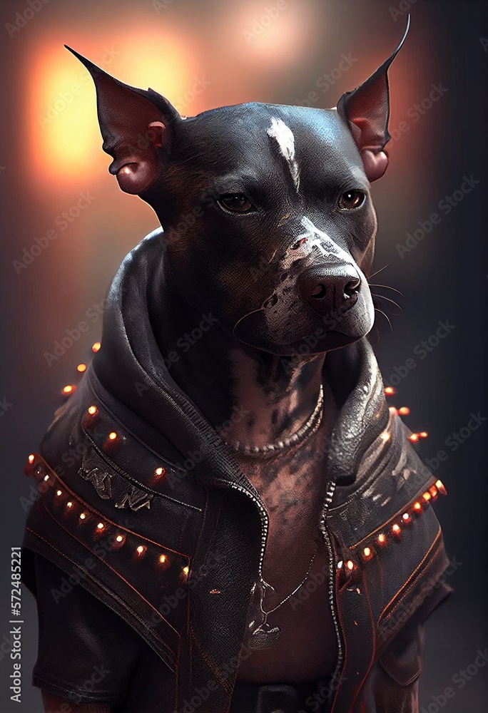 The alone badass dog wearing punk suit is a symbol of rebellion ...