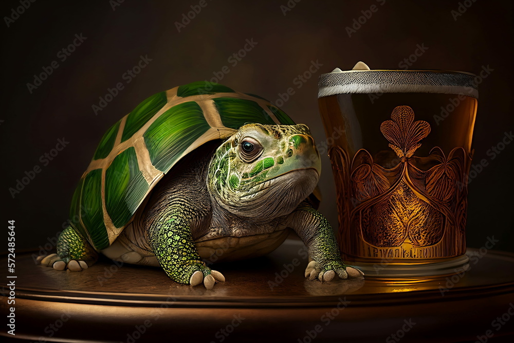 St Patricks Day Lucky Turtle or Happy St. Patricks Day Tortoise with ...