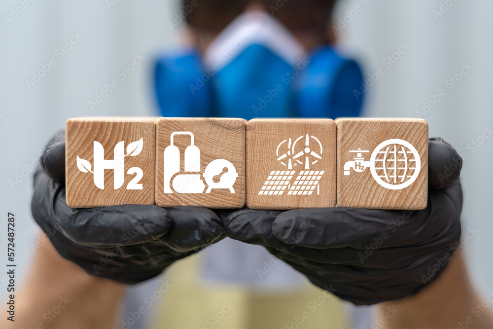 Hydrogen industry concept. H2 Fuel Modern Manufacturing. Industrial ecology zero emissions ...