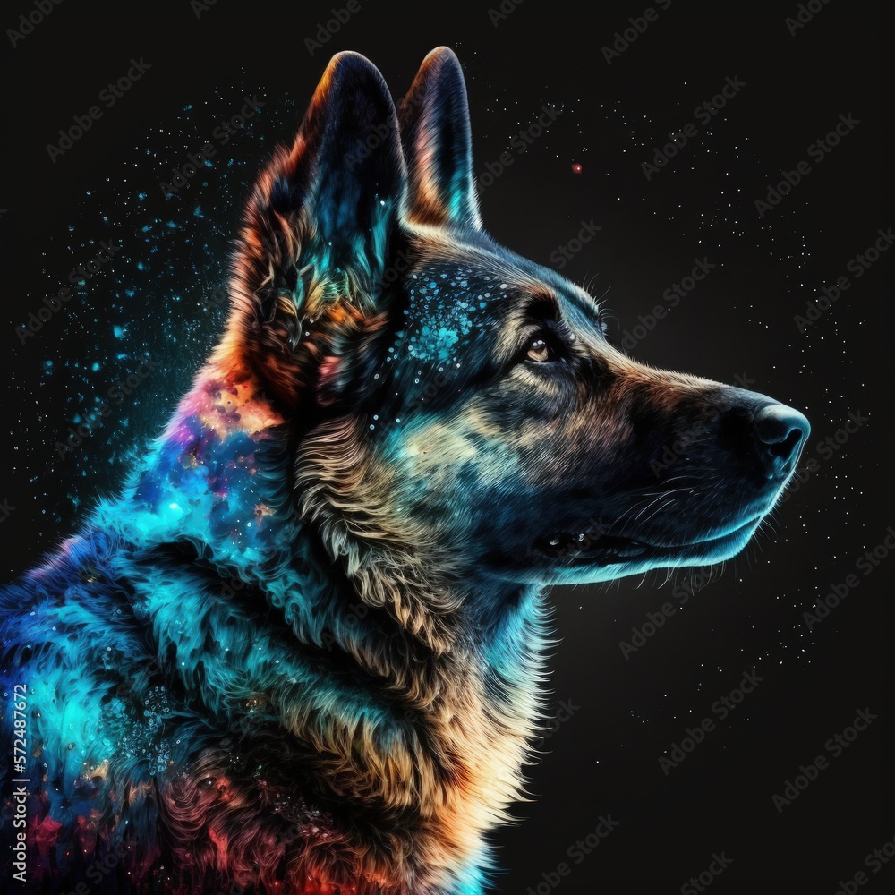 Generative AI - SpaceAnimals 056: A digital painting of a vivid color ...