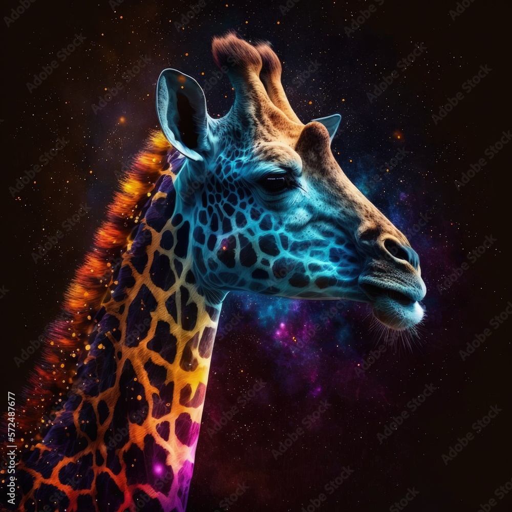 Generative AI - SpaceAnimals 054: A digital painting of a vivid color ...