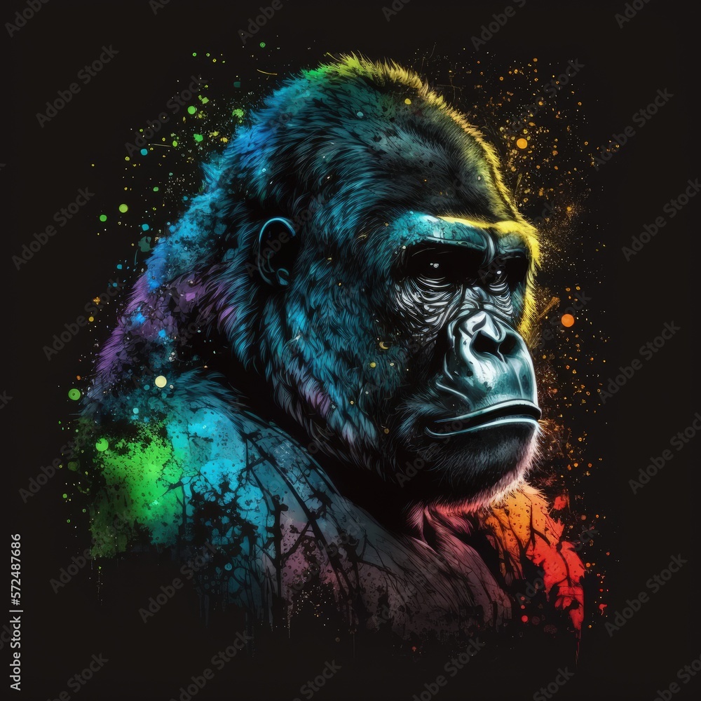 Generative AI - SpaceAnimals 052: A digital painting of a vivid color ...