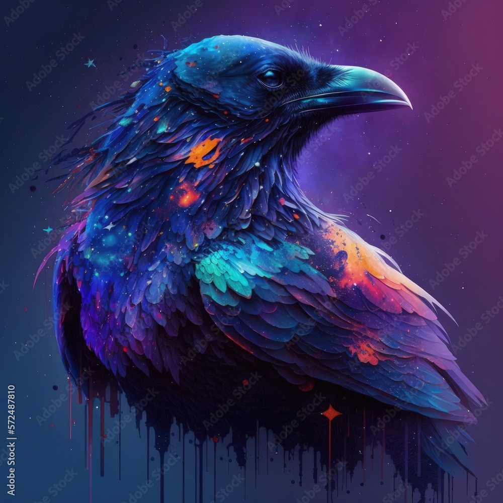 Generative AI - SpaceAnimals 022: A digital painting of a vivid color ...