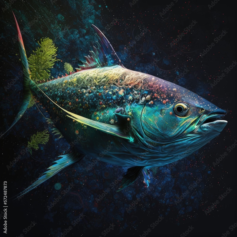 Generative AI - SpaceAnimals 007: A digital painting of a vivid color ...