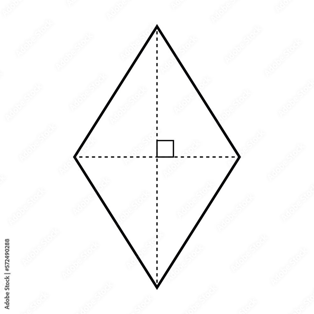 Rhombus shape for kids. 2d shape symbol of rhombus. Vector illustration ...