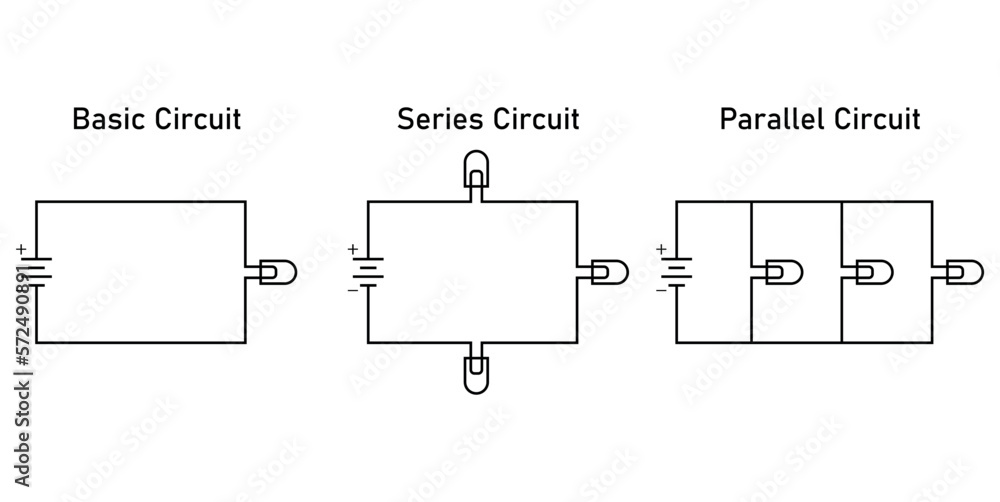 Basic circuit. Series circuit. Parallel circuit diagram. Diagram of ... Basic circuit. Series circuit. Parallel circuit diagram. Diagram of ...
