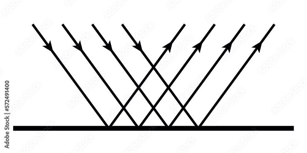 Regular reflection of light diagram. Vector illustration isolated on ...