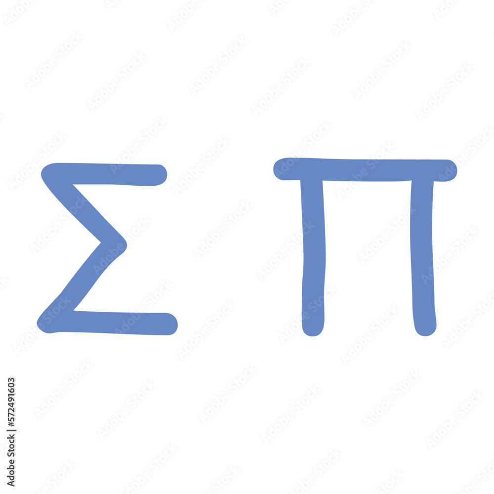 Sigma and pi symbol. Summation and product notation. Greek alphabet ...