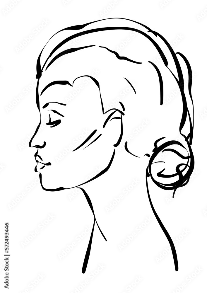 Abstract female line drawing, continuous line art abstract drawing ...