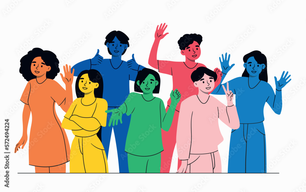 Group of abstract diverse people. Multicolored men and women, tolerance ...