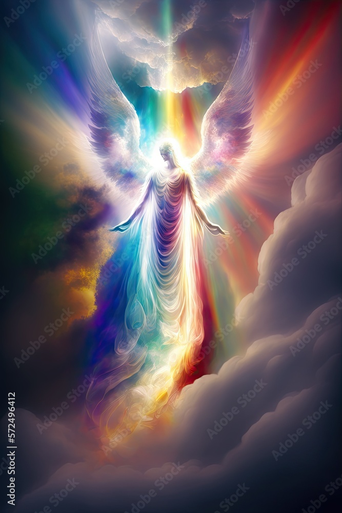 Beautiful Rainbow Colored Angel Spirit Guide, AI Generated Image of an ...
