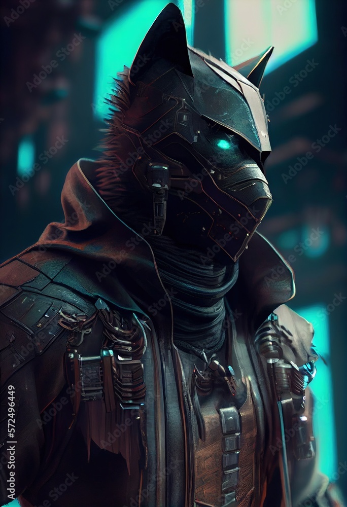 The cyberpunk wolf ninja is a fierce and elusive warrior, possessing ...
