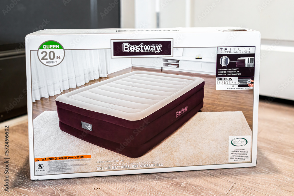 Naples, USA - May 17, 2022: Bestway brand air mattress airbed bed as ...