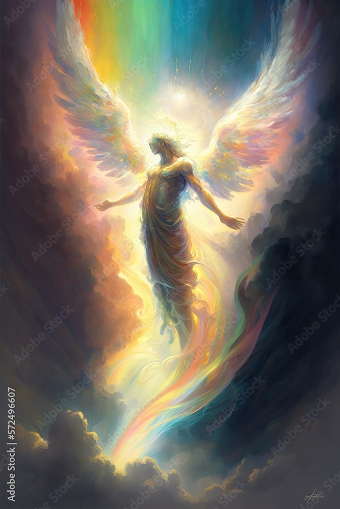Beautiful Rainbow Colored Angel Spirit Guide, AI Generated Image of an ...
