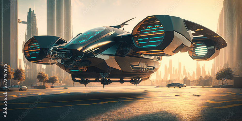 Autonomous aircraft plane helicopter, Future transportation concept ...