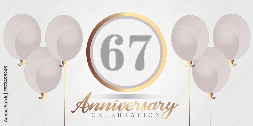 Vector 67th year anniversary celebration background. gray and gold ...