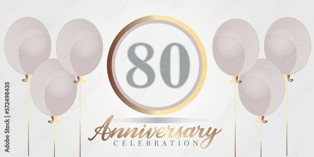 Vector 80th year anniversary celebration background. gray and gold ...