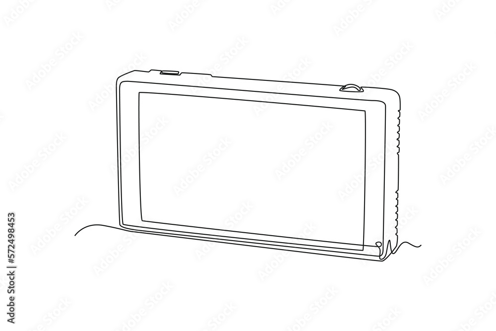 Continuous one line drawing monitor filming. Video shooting tools ...
