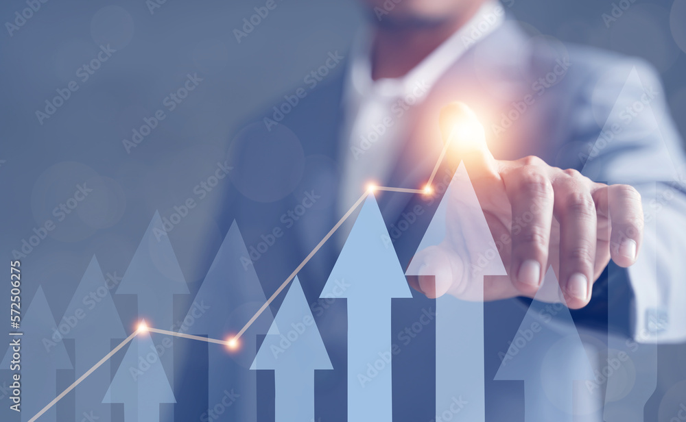 businessman set goal analysis chart and graph evolving and growing ...
