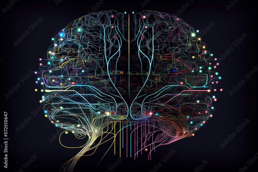 diagram of digital brain with neural connections. Concept of artificial intelligence. Generative ...