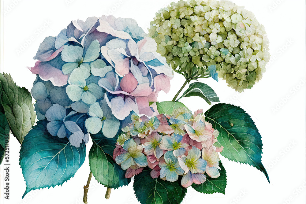 Hydrangea Flowers, Illustration, Generative AI Stock Illustration ...