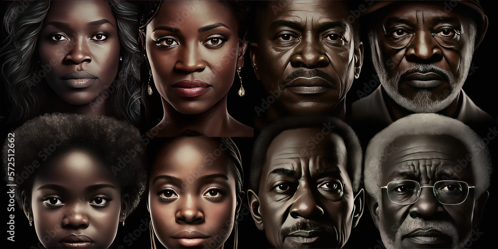 Foto de Collage of black people's faces. Black history month concept ...