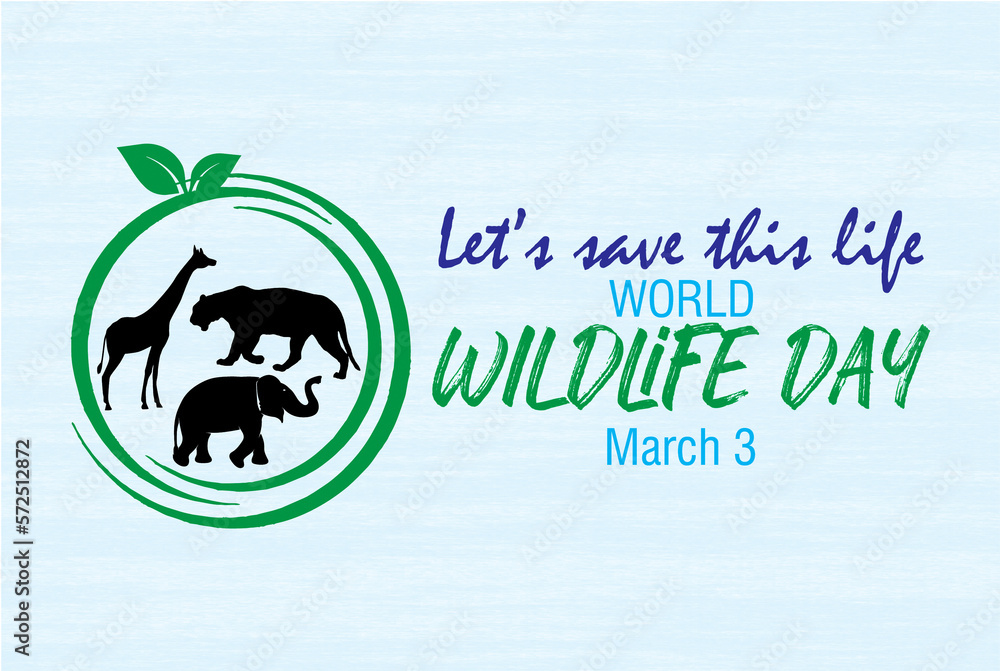Let's save this life. World Wildlife Day with the animals icons. Poster ...