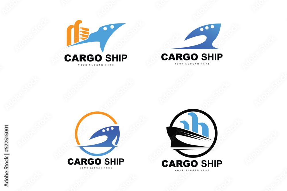 Cargo Ship Logo, Fast Cargo Ship Vector, Sailboat, Design For Ship ...